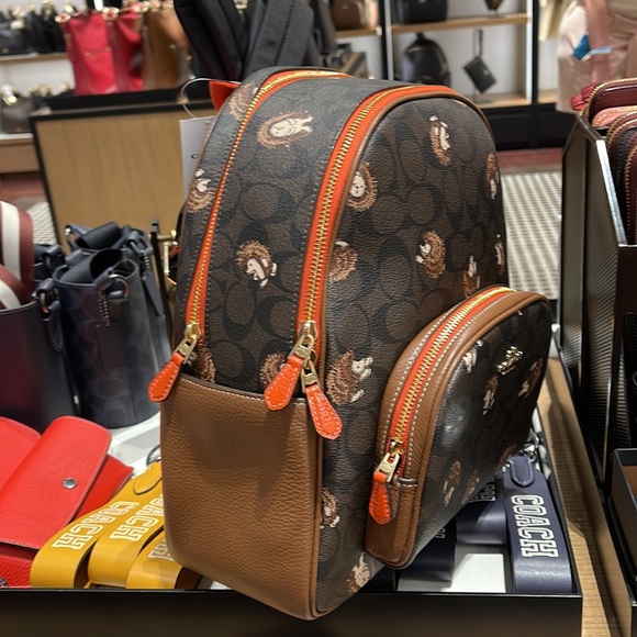 Coach | Bags | Coach Court Backpack In Signature Canvas With Hedgehog ...